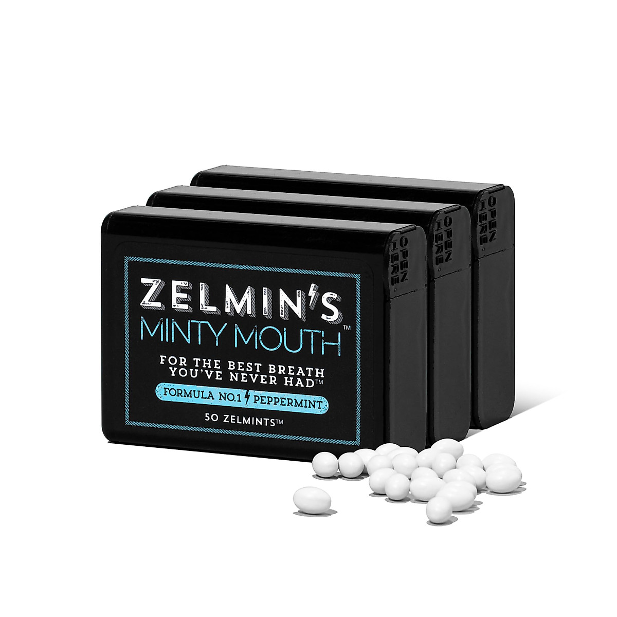 Zelmin's Minty Mouth Breath Freshener - (3 Pack) Long Lasting Bad Breath Treatment for Adults, Instant Freshness Helps with Dry Mouth, Natural Breath Mints for Travel, Alcohol-Free, Keto, Gluten-Free
