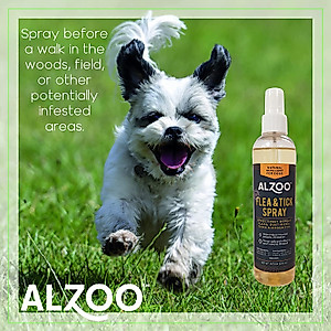 ALZOO Flea and Tick Repellent Spray for Dogs, Effectively Repels Fleas, Ticks & Mosquitos, 100% Plant-Based Active Ingredients, Sulfate-Free, 8 Fl. Oz.