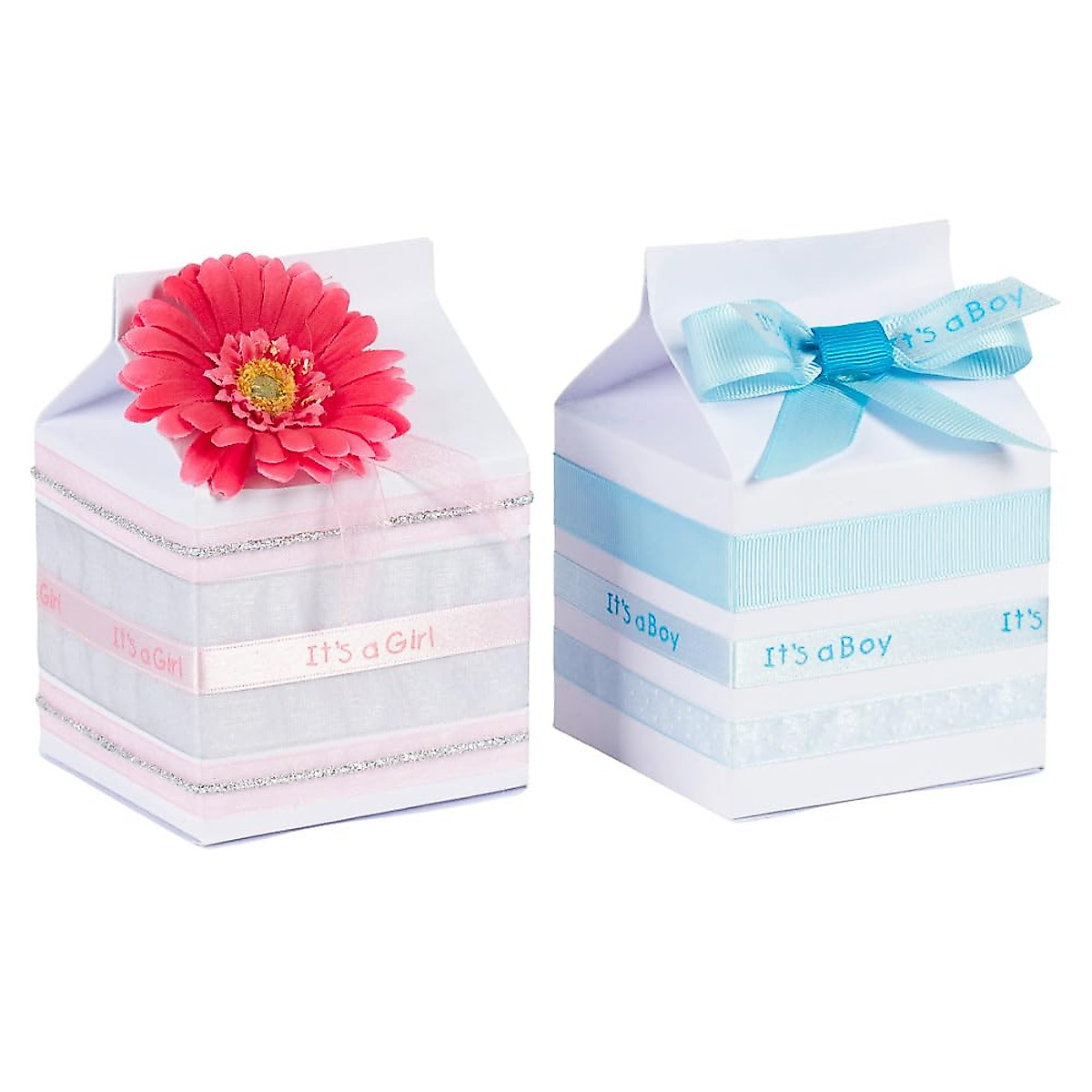 Pack of 48 White Party Favor Milk Cartons - Ready to Personalize Cafeteria Milk Gift Boxes for Wedding, Birthday Party, Baby Shower and Bridal Shower Favors (Size: 3" L x 3" W x 5" H)