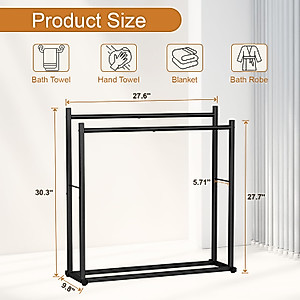 Honiter Towel Racks for Bathroom, 2 Tiers Wider Towel Drying Rack Outdoor, Free Standing Towel Rack, Pool Towel Blanket Stand and Display Rack for Oversized Bath Towels, Black