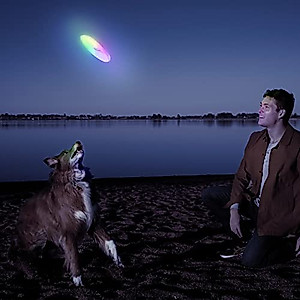 Nite Ize Flashflight LED Dog Discuit - Best Dog Flying Disc For All Hours of Play - With Long-Lasting LED Light, 1-Pack Multi-Colored Disc-O (FFDD-07-R8)