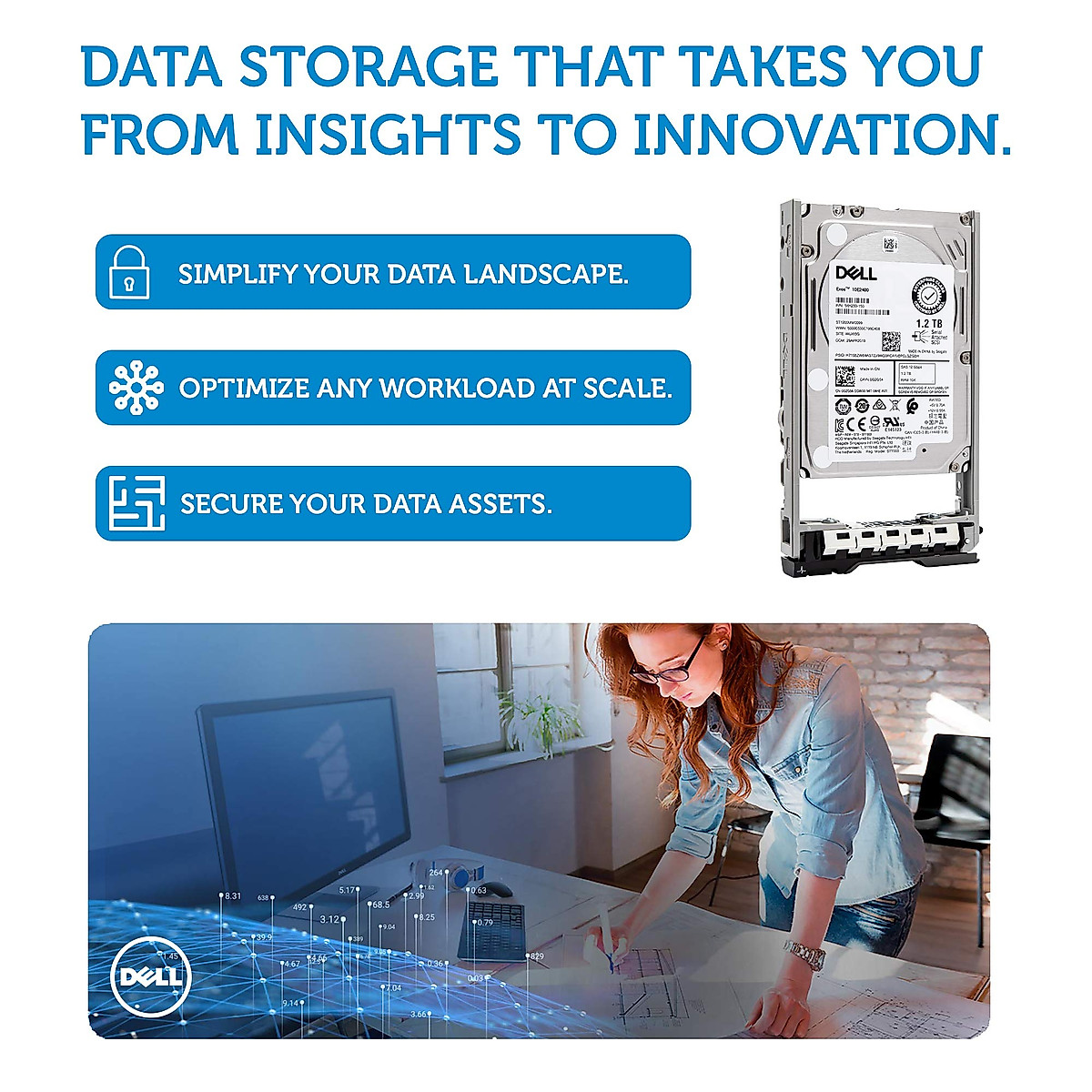 Dell 400-AJPD 1.2TB 10K SAS 12G 2.5” | 0G2G54 ST1200MM0099 Exos 10E2400 | PowerEdge HDD Enterprise Hard Drive in 13G Tray Bundle with Compatily Screwdriver Compatible with 463-7475 89D42 R730 T310