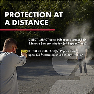 SABRE Pepper Projectile Launcher, Home Defense. Mag holds 7 .68 Caliber projectiles, Adjustable Fiber Optic Sights, Direct Impact Up to 60ft. Area Saturation Up to 175ft, 350 FPS Velocity. 12g CO2