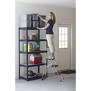 Cosco 11408PBL1E Three Big Folding Step Stool with Rubber Hand Grip, Platinum