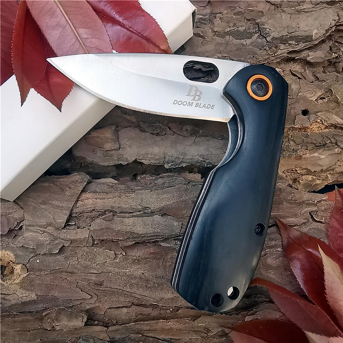 DOOM BLADE Gifts for Men Pocket Knife, Folding Knives with Pocket Clip 2.63 inches Blade Length 440C Stainless Steel Blade with Wood Handle,Lightweight,For Outdoor, Hunting, Fishing,Camping (Red)