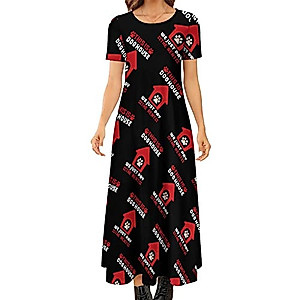 This is Dog House We Just Pay The Rent Women's Dress Short Sleeve Long Maxi Dresses Casual Loose Dresses XS
