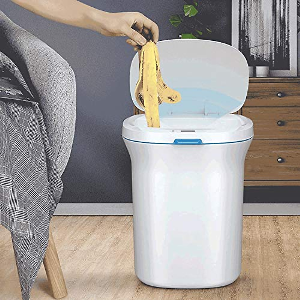 LXXSH Creative Electric Trash Can Household Induction Trash Can with Lid Smart Touchless Kitchen Toilet Trash Can (Size : 14l)