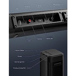 GEOYEAO Sound Bars for TV with Subwoofer, 2.1ch Home Audio Soundbar & 3D & Deep Bass Subwoofer | Bluetooth & Multi-Connection | 2-in-1 Detachable Design | TV Surround Sound Speaker System