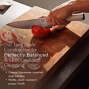 Material Kitchen Knife Set, 8 inch Chef Knife, 6 inch Serrated Bread Knife, 4 inch Small Paring Knife, Japanese Inspired Carbon Stainless Steel Knife Set, Sharp Professional Chef's Knife, Cool Neutral