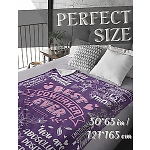 InnoBeta Coworker Leaving Gifts for Women Flannel Blankets Throws, Going Away Gift for Coworker, Leaving Farewell New Job Presents (50"x 65") - Purple - Best Coworker Ever