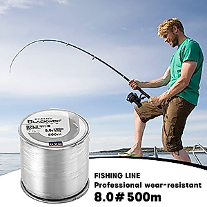 Fishing Line Monofilament Fishing Wire 500M Clear Fishing Lines Nylon 0.8mm Fishing Line for Saltwater & Freshwater Fishing(2-35LB)