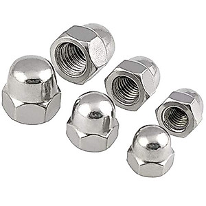 100Pcs M3-0.5 Acorn Hex Cap Nuts, 304 Stainless Steel 18-8，Metric Thread Dome Head Nuts，Plain Finish
