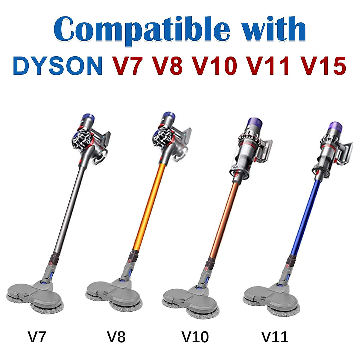 Electric Mop Head Compatible with Dyson V11 V10 V8 V7 Cordless Stick Vacuum Cleaner, Hardwood Floor Attachment wet and dry dual-use
