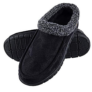 Dickies Men's Open and Closed Back Memory Foam Slippers with Indoor/Outdoor Sole, Black, Large