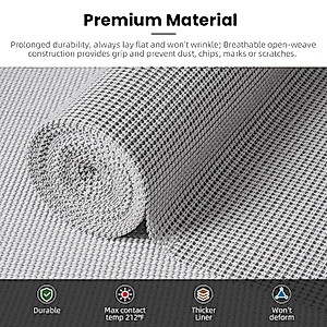 BAGAIL Drawer Liner, 12 in X 20 Ft Non-Adhesive Shelf Liners for Kitchen Cabinets, Thick Strong Grip Liners for Desk, Shelves, Bathroom Drawers, Cabinet Protection - LightGrey