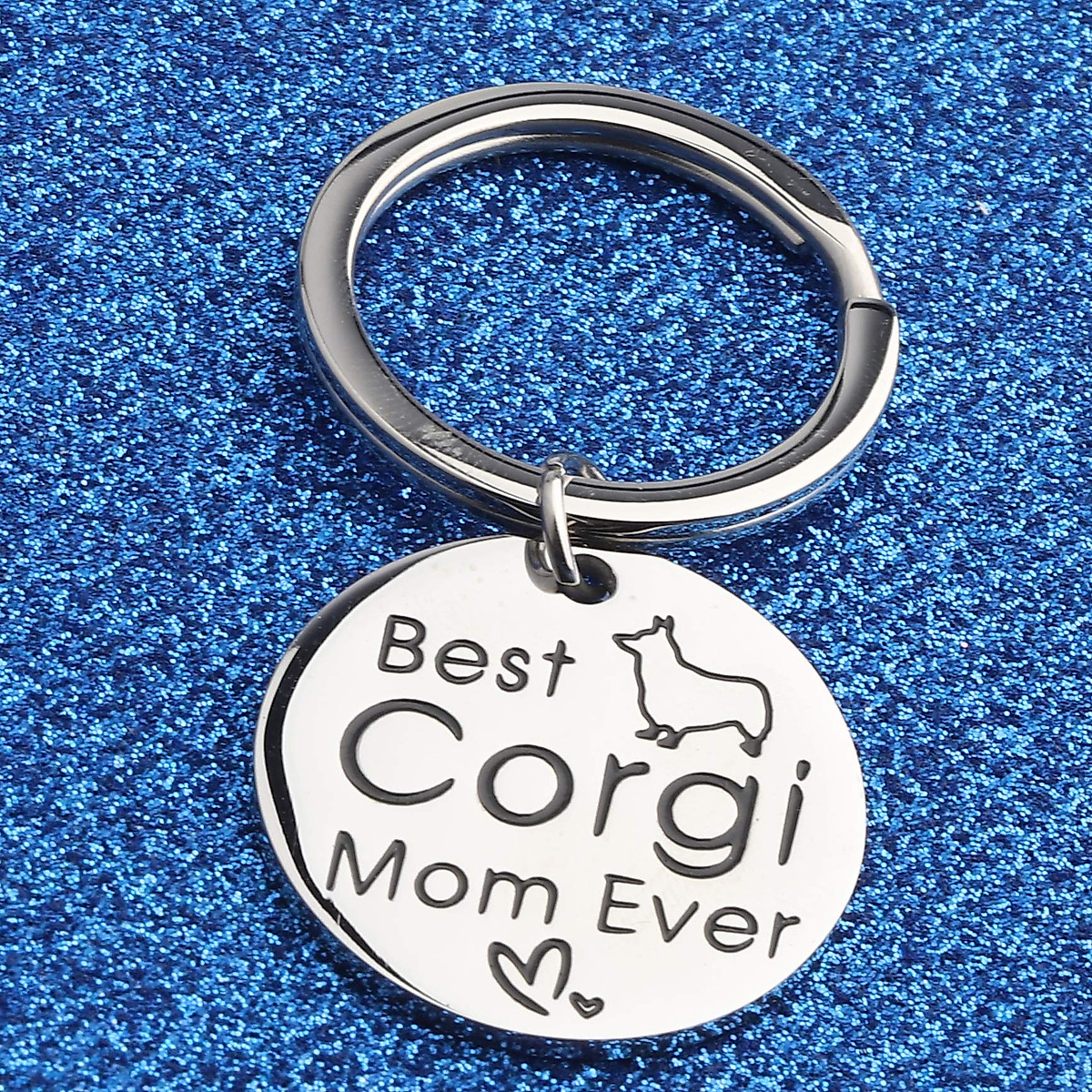 BEKECH Corgi Dog Mom Gift Corgi Dog Dad Gift Best Corgi Mom Ever Keychain Funny Paw Mom Jewelry Gift for Corgi Dog Lover(silver)