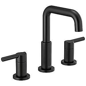 Delta Faucet Nicoli Widespread Bathroom Faucet 3 Hole, Matte Black Bathroom Faucet, 2 Handle Bathroom Faucet, Bathroom Sink Faucet, Drain Assembly, Matte Black 35849LF-BL