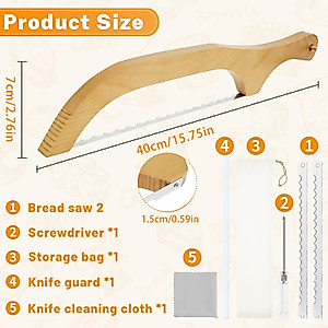 Zyuoel Wooden Bread Knife for Homemade Bread, 15.7" Bread Bowl Knife Right Handed Sourdough Bread Knife, Bread Bow Knife Bread Saw Kitchen Gift