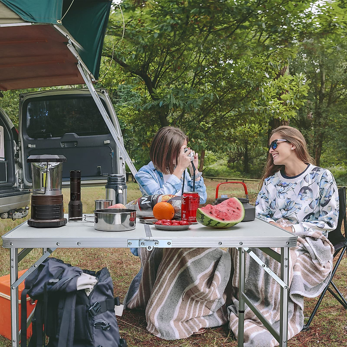 VILLEY Folding Camping Table, 3ft Small Portable Lightweight Outdoor Table +