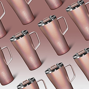 BrüMate Toddy 22oz 100% Leak Proof Insulated Coffee Mug with Handle & Lid - Stainless Steel Coffee Travel Mug - Double Walled Coffee Cup (Glitter Rose Gold)
