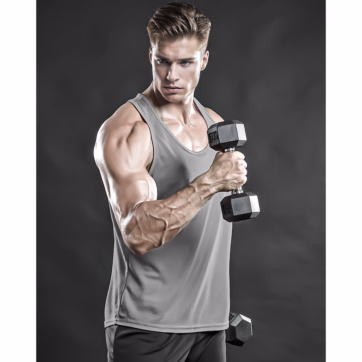 DRSKIN Men's 4 Pack Dry Fit Y-Back Muscle Tank Tops Mesh Sleeveless Gym Bodybuilding Training Athletic Workout Cool Shirts (BTF-ME-TA-(B,W,N,G), L)