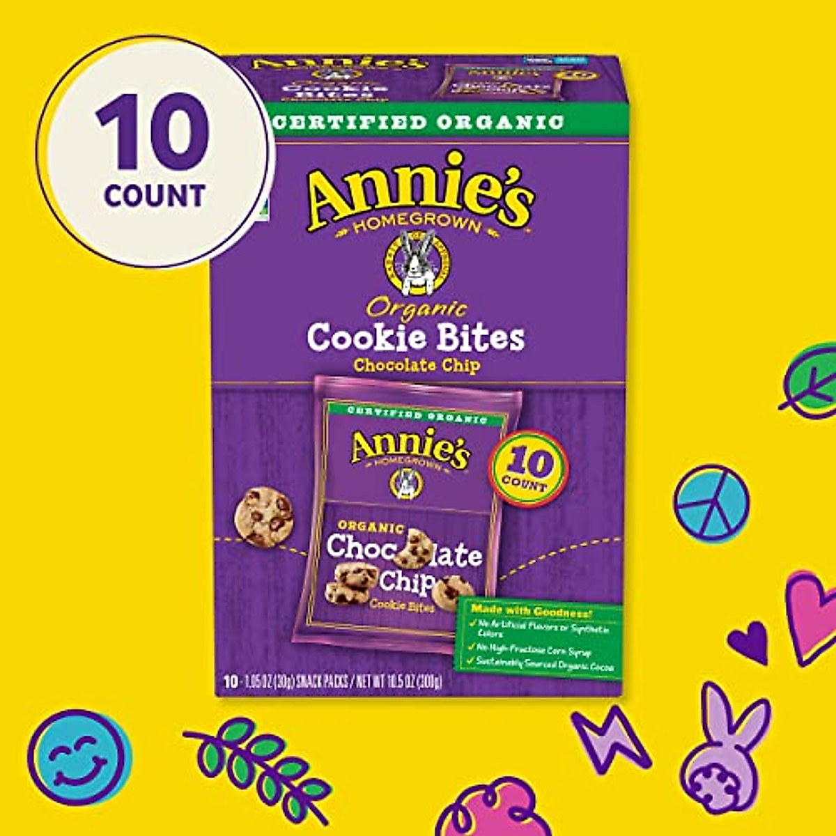 Annie's Organic Chocolate Chip Cookie Bites, 10 ct