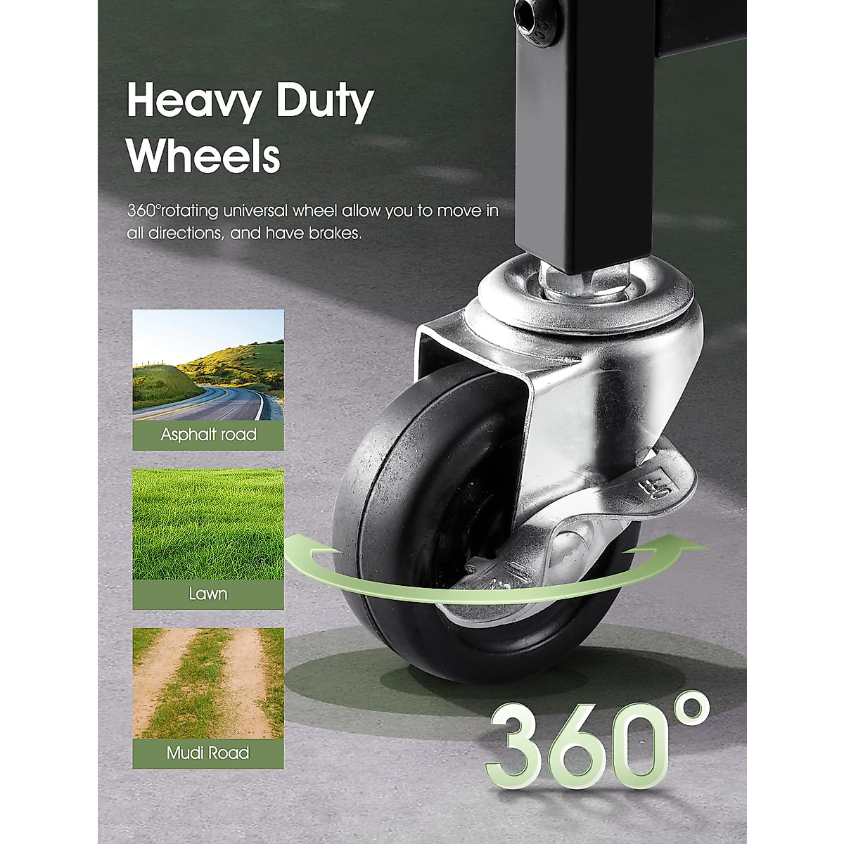 Heavy-Duty Garden Tool Organizer for Garage with 2 Stair-Climbing Wheels, Lawn & Yard Tool Storage Rack, Garage Tool Cart with Lockable Wheels, Outdoor Garden Tool Storage for Sheds