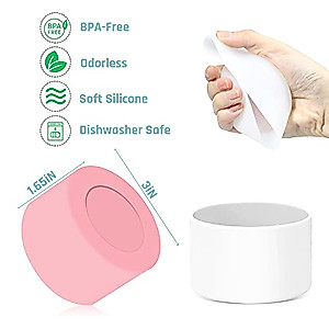 2 Pcs Protective Silicone Boot Compatible for Stanley Quencher Adventure 40oz Tumbler & Stanley IceFlow 20oz 30oz,Hydrapex 40oz,Anti-Slip BPA Free Bottle Bottom Sleeve Cover (white and pink)