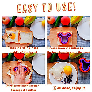 Uncrustables Maker, 12pcs Sandwich Cutter and Sealer sets, Uncrustable Sandwich Cutter, Decruster Sandwich Maker, Bread Cookie Cutters for Boys Girls Lunch & Bento Box (Dinosaur Heart Mickey Star)