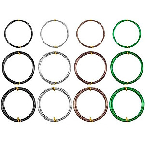 Pumbaa 12 Rolls Aluminium Bonsai Training Wires- 196 Feet 4 Color Tree Training Wire Set with 3 Size (1.0mm, 1.5mm, 2mm) for Bonsai TRE - Multi