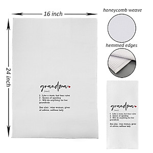 DOTAIN Black and White Minimalist Grandma Definition Waffle Weave Kitchen Dish Towel Cloth Decor,Grandma Definition Washable Dishcloth for Kitchen Bathroom(24x16inch)