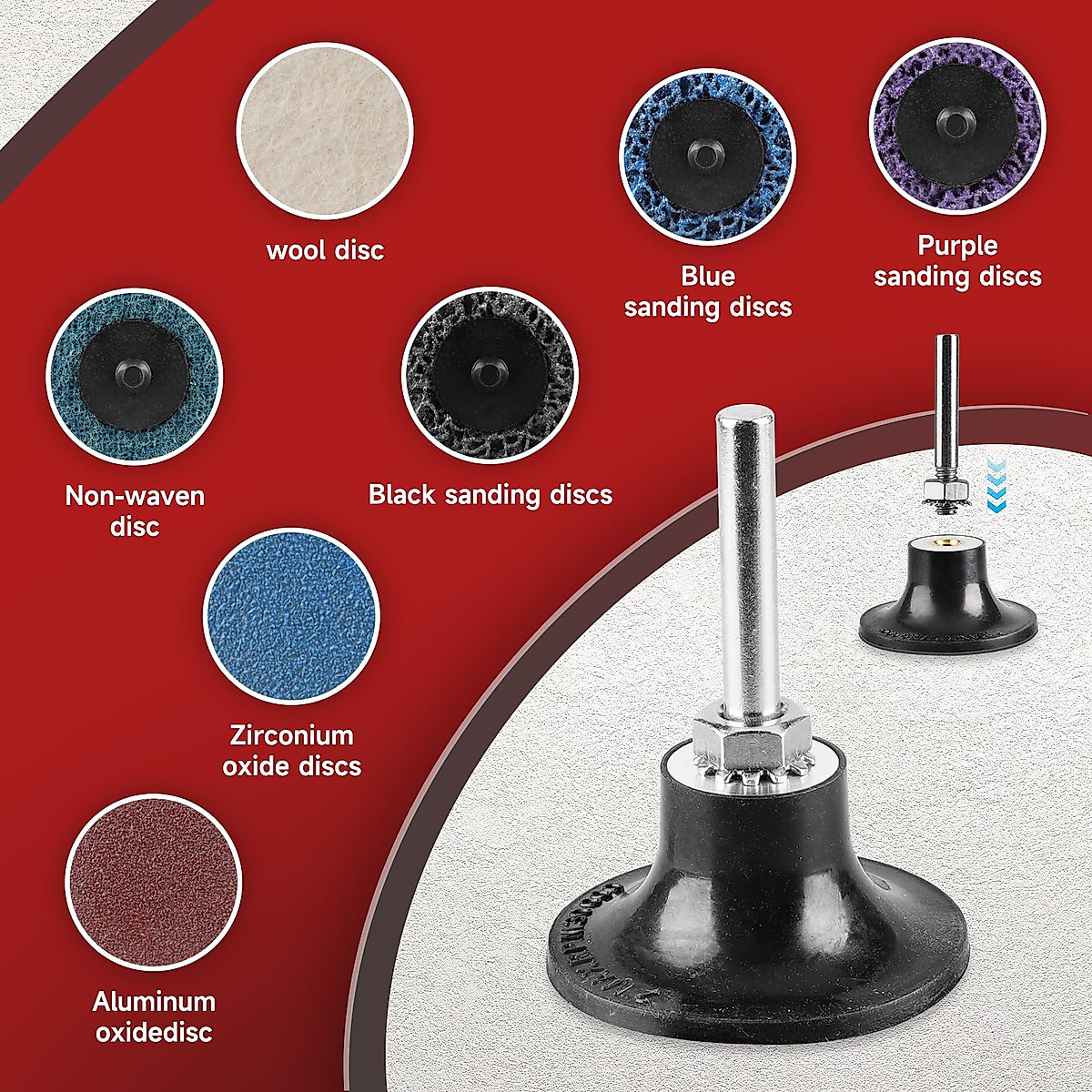 104Pcs Sanding Discs Set, 2 Inch Die Grinder Sanding Disc for Drill Die Grinder Accessories with 1/4 inch Holder for Grind Polish Burr Finish Rust Paint Removal