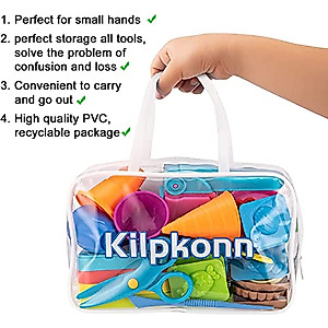 Dough Tools for Kids, 40Pcs Dough Kitchen Creations Set Includes Accessories Molds Scissors Rolling Pin with Storage Bag, Party Pack Dough Toys for Kids Toddlers Boys Girls