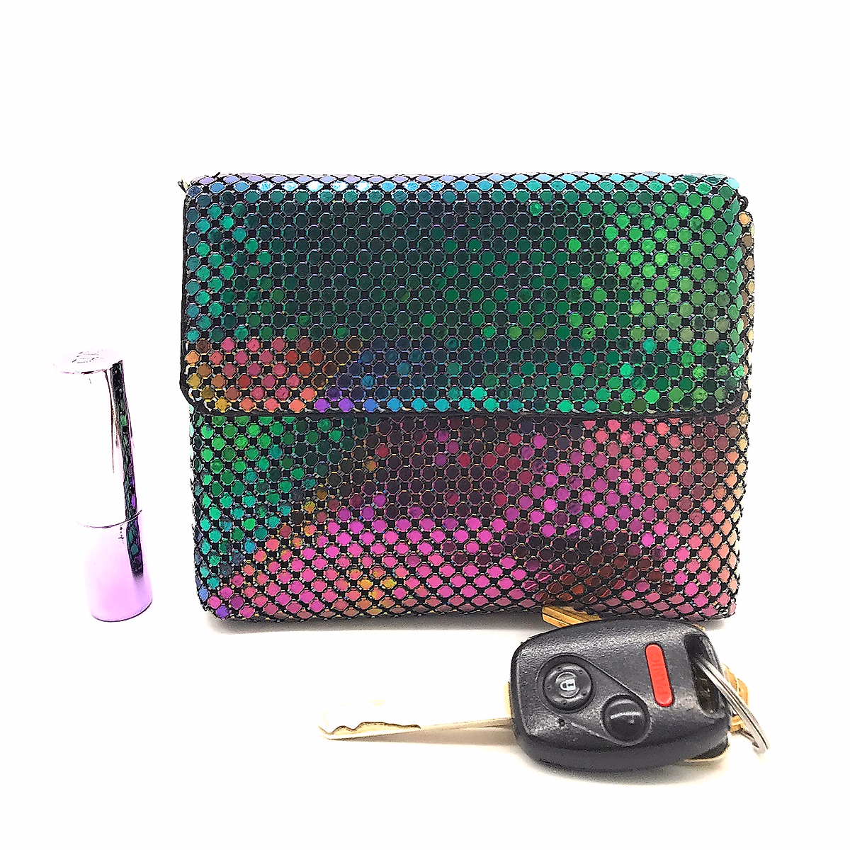 Frewahmesh X-Small Women clutch metal mesh evening purse bag for Cocktail Party Prom Wedding Banquet (Multi color