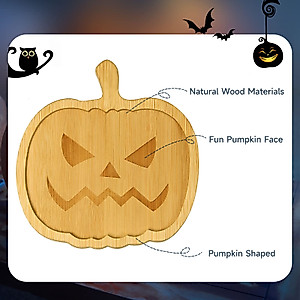 Halloween Pumpkin Wooden Charcuterie Boards, Bamboo Cheese Board Charcuterie Platter and Serving Tray Plate for Party, Meat and Cheese Tray for Party Decoration