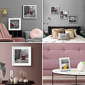 12x12 Picture Frames White Solid Wood Display Pictures 10x10 or 8x8 with Mat or 12x12 without Mat - 12x12 Inch Square Photo Frames with 2 Mats for Wall or Tabletop Mount, 1 Pack