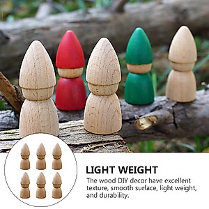 rosenice 6pcs Wooden Gnome Peg Doll Unfinished Wooden Peg People Figures Mini Peg Doll Bodies DIY Painting Puppets for Arts and Crafts Projects Role Play Game Beige
