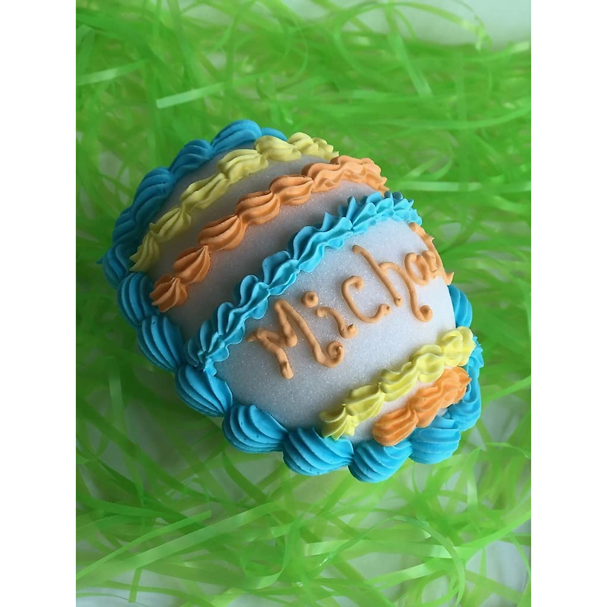 Striped Panoramic Sugar Egg, single; perfect for Easter baskets, gifts for children, centerpiece