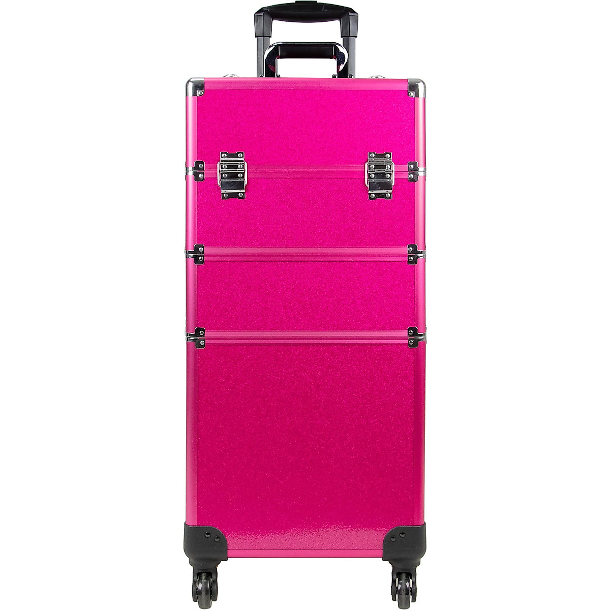 Ver Beauty 4 Wheels Removable Rolling Art Craft Tool Case Storage Organizer Travel Adjustable Dividers – VT003, Magenta Glitter