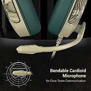 NUBWO N8 Gaming Headset for PC, PS4, Xbox One, PS5 Headset with Mic, Bendable Cardioid Microphone, Soft Memory Earmuffs for Laptop - Desert Camouflage