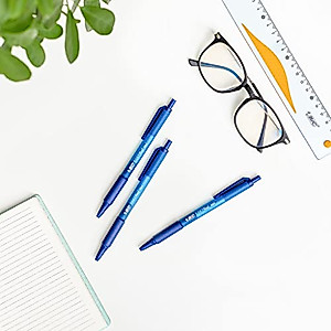 BIC Soft Feel Retractable Ballpoint Pen, Medium Point, Blue, 12-Count
