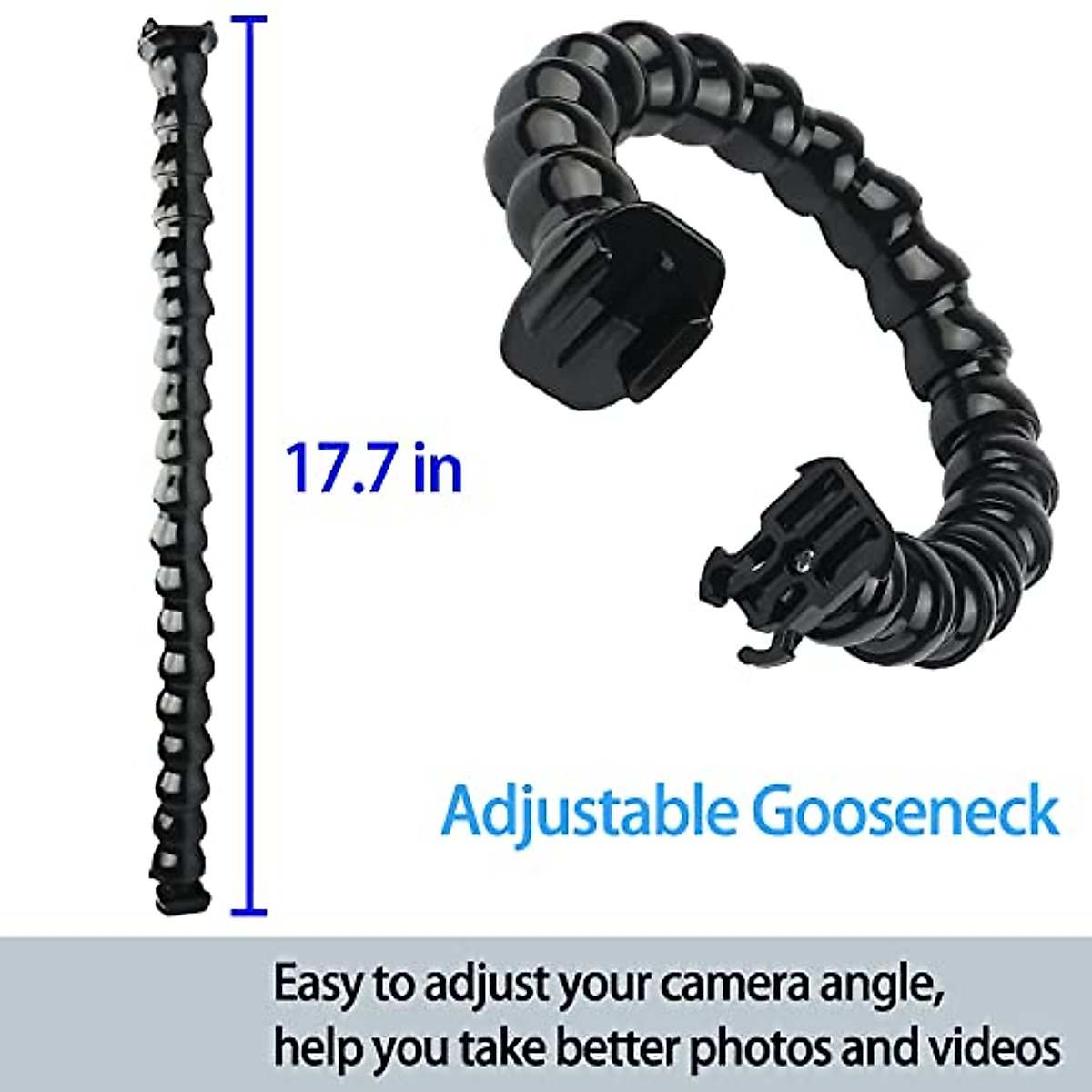 Jaws Flex Clamp Mount with Adjustable Gooseneck 19-Section Compatible with Insta360 One X3, X2, X, R, Go 2, GoPro Hero 10, Max, Fusion, DJI Osmo Action 2 Cameras Accessories