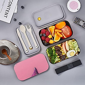 Pink Sand Beach Adult Lunch Box, Bento Box, With Cutlery Set Of 3, 2 Compartments, Rectangular, Lunch Box For Adults