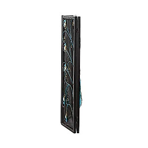 Deco 79 Metal Peacock Fireplace Screen Rainbow 3 Panel with Crystal Accents and Black Frame, 48" x 1" x 32", Blue