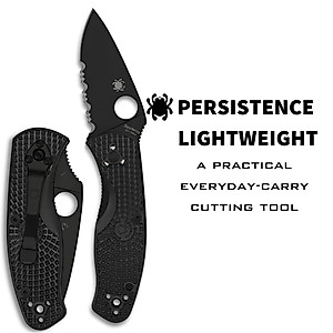 Spyderco Persistence Lightweight Knife with 2.77" Black Steel Blade and Durable Black FRN Handle - PlainEdge - C136SBBK