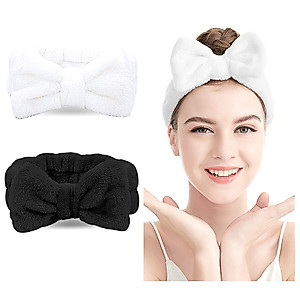LADES 2 Pack Makeup Hair Headband, Bow Spa Headbands for Women Teen Girl Gifts Trendy Stuff, Soft Skincare Headband for Shower Washing Face