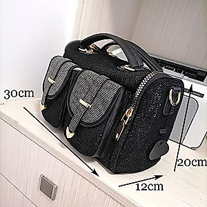 ZHANGYING Shiefer Large Capacity Rhinestone Bag, Sequin New Ladies One Shoulder Messenger Casual Versatile Handbag Women, bags and clutches for women (Black)