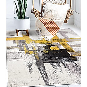 Rugshop Contemporary Modern Abstract Area Rug 5' x 7' Gold
