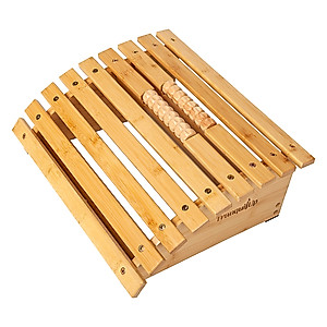 TranquilUp Bamboo Footrest under Desk, Foot Massager - Wide Surface - Anti-slip Bottom - Ergonomic - Barefoot Friendly - Suitable for Office, Home, Washroom, Help Improve Posture - Pain Relief