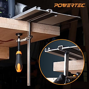 POWERTEC 71409 Quick Screw Guide Rail Clamp for MFT and Track Saw Guide Rail System, 7” Capacity x 2-3/8” Throat Depth, 400lbs Clamping Force – 2 Pack